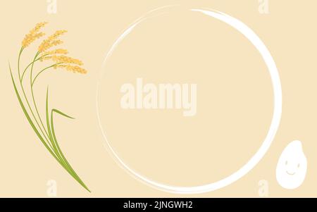 Illustration of rounded rice and round frame, background material Stock ...