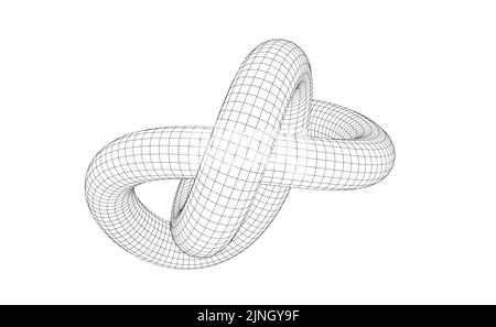 Vector illustration of twisted torus knot with wire mesh Stock Vector ...