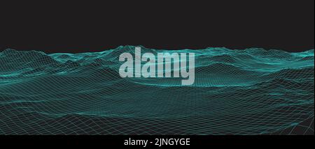 3D rendered illustration of terrain wireframe mesh Stock Vector Image ...