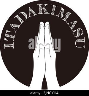 Hand sign icon, Japanese sign to pray before meals Vector illustration ...