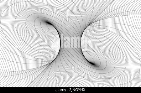 Vector illustration of a twitsted torus with wireframe. The structure ...