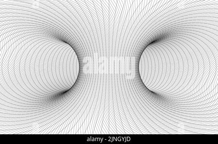 Vector illustration of a twitsted torus with wireframe. The structure ...