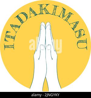 Hand sign icon, Japanese sign to pray before meals Vector illustration ...