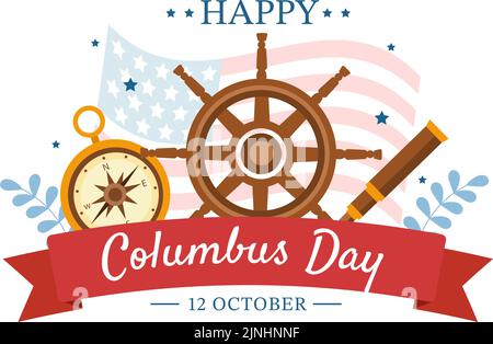 Happy Columbus Day National Holiday Hand Drawn Cartoon Illustration ...