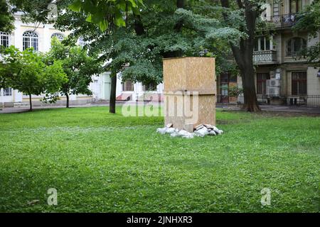 Odessa, Ukraine. 11th Aug, 2022. A man on a skateboard moves past ...