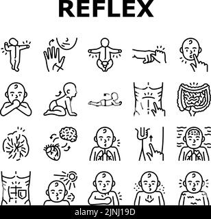 Reflex Of Human Neurology System Icons Set Vector Stock Vector Image ...