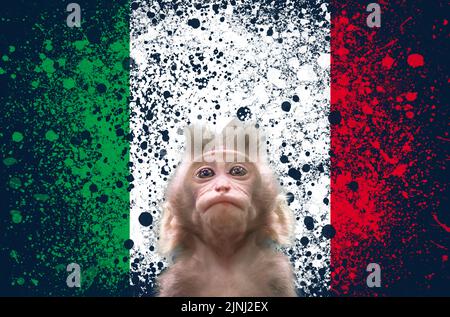 A new outbreak of viral infection at Italia, monkey pox. Head of statue ...