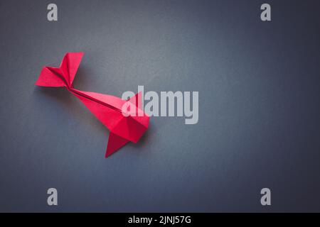 Red paper fish origami isolated on a blank white background Stock Photo ...