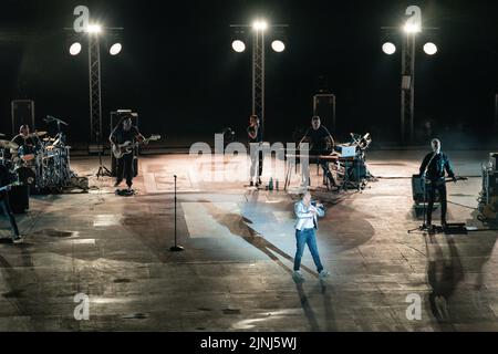 Gianna Nannini and her musicists performing on stage during the Italian ...