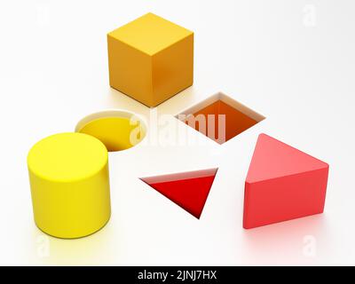 Shape sorter puzzle toy with square, circle and triangle shapes. 3D ...