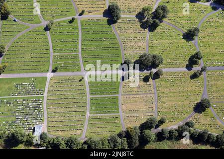 aerial view of a graveyard cemetery and crematorium Stock Photo - Alamy