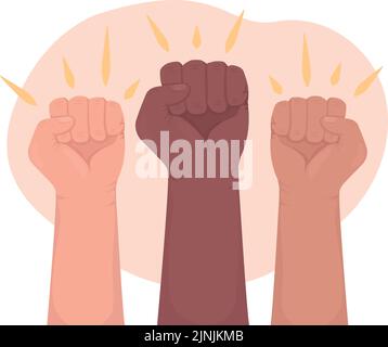 protesting concept, afro hand icon over white background, flat style ...