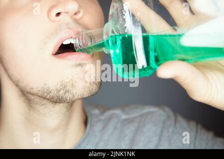 clean mouth with fluid mouthwash to prevent bad smell and get fresh ...