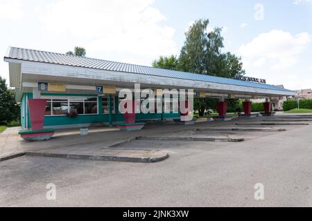 Molėtai Bus stop with Soviet era design. Molėtai is a town in north ...
