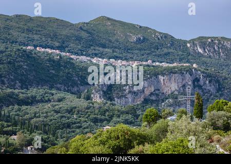 Lakones village seen from Palaiokastritsa famous resort town on Greek ...