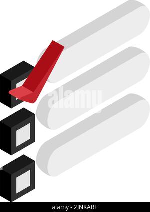 isometric box with check mark in color on white background, successful ...