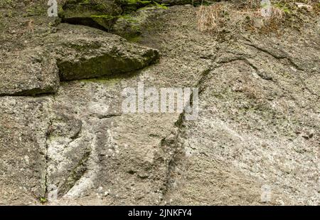 Uniusual sandstone rock formations at The Edge, Alderley Edge, Cheshire ...