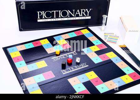 Pictionary board game isolated on a white background Stock Photo - Alamy