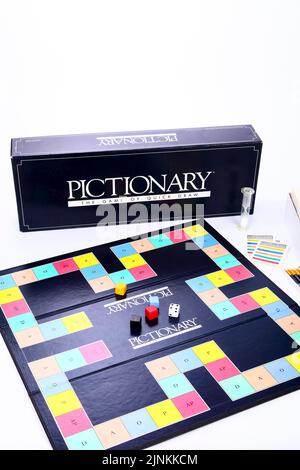 Pictionary board game isolated on a white background Stock Photo - Alamy