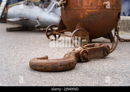 Rusty brown iron wheel in autumn field Stock Photo - Alamy