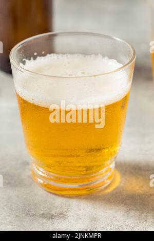 Cold Boozy Refreshing Beer in a Short Glass Stock Photo - Alamy