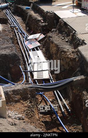 Material to secure a construction site fell into the excavation after a ...