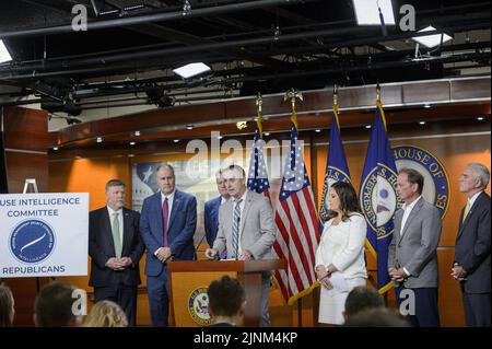 Rep. Brian Fitzpatrick (R-Pa.) speaks with reporters as he departs a ...