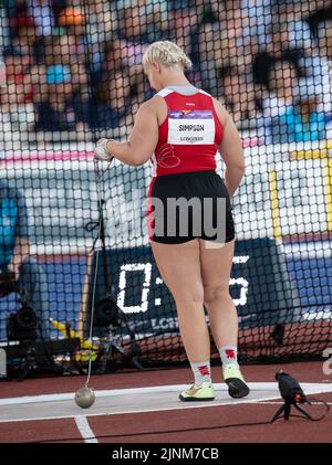 Amber Simpson of Wales competing in the women’s hammer final at the ...