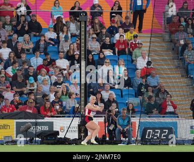 Amber Simpson of Wales competing in the women’s hammer final at the ...