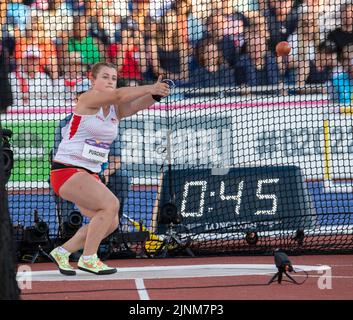 Anna Purchase of England competing in the women’s hammer final at the ...