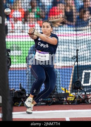 Chrystalla Kyriakou of Cyprus competing in the women’s hammer final at ...