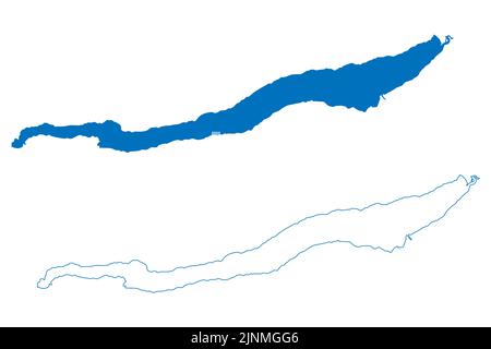 Lake Azure (Canada, North America) map vector illustration, scribble ...
