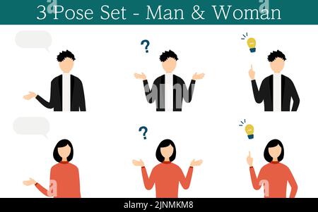 Person pose set Speaking / questioning / solving Stock Vector Image ...