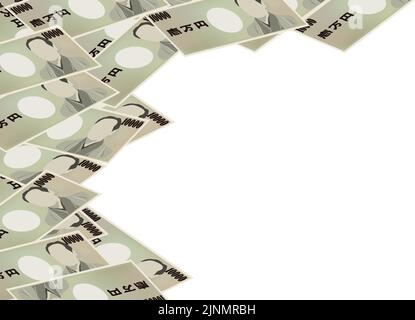 Background with 10,000 yen bills, with copy space - Translation ...