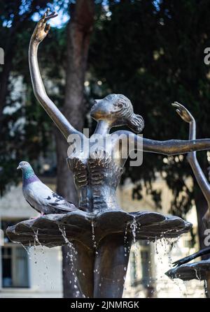 Famous ballet dancer fountain at Tbilisi State Opera House on Rustaveli ...