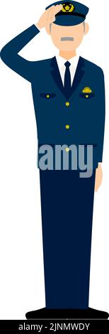 Senior male police officer posing, Putting both hands out in front of ...