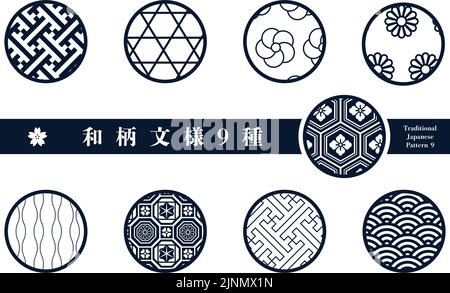 A set of 9 traditional Japanese patterns -Translation: 9 Japanese ...