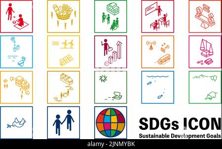 SDGs, 17 goals square icons, black and white version Stock Vector Image ...