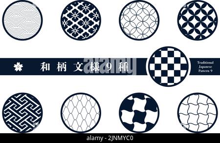 A set of 9 traditional Japanese patterns -Translation: 9 Japanese ...