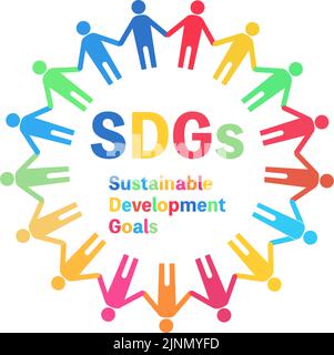 Logo image of SDGs, people holding hands (with text), Vector ...