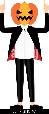 Halloween costume, pose of a boy in pumpkin ghost costume pointing ...