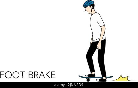 Basic skateboarding pose, man stopping with tail brake Stock Vector ...