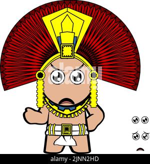 funny aztec kid mexican god cartoon set in vector format Stock Vector ...