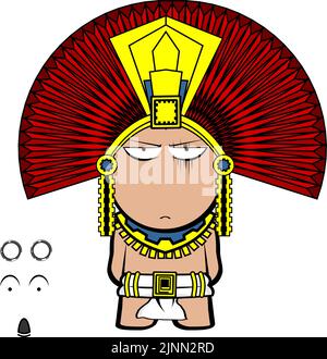 funny aztec kid mexican god cartoon set in vector format Stock Vector ...