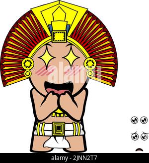 funny aztec kid mexican god cartoon set in vector format Stock Vector ...