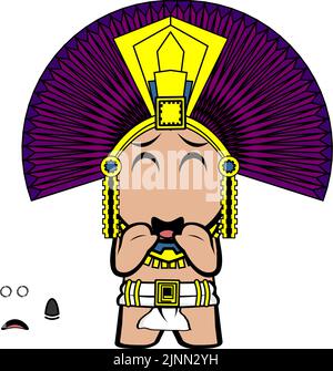 funny aztec kid mexican god cartoon set in vector format Stock Vector ...