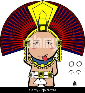 funny aztec kid mexican god cartoon set in vector format Stock Vector ...