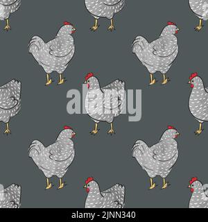 Seamless speckled hens pattern. Chicken vector illustration Stock ...