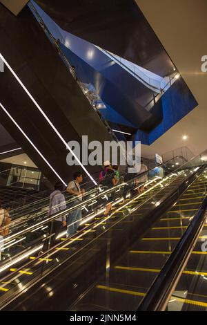 Interior escalators at Tokyo Skytree in Sumida, Tokyo, Japan Stock ...