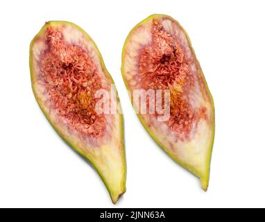 Pieces of chopped green figs. Juicy ripe fruit. Diet food. Fig isolate ...